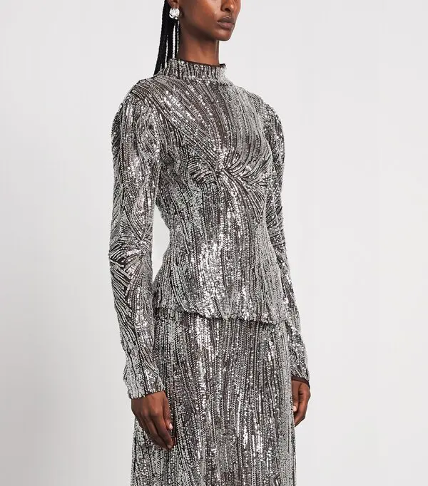 Rabanne Sequin-embellished High-neck Top