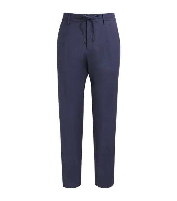 Canali Stretch-wool Drawstring Straight Trousers