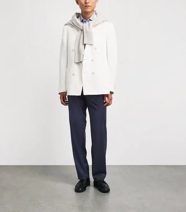 Canali Stretch-wool Drawstring Straight Trousers