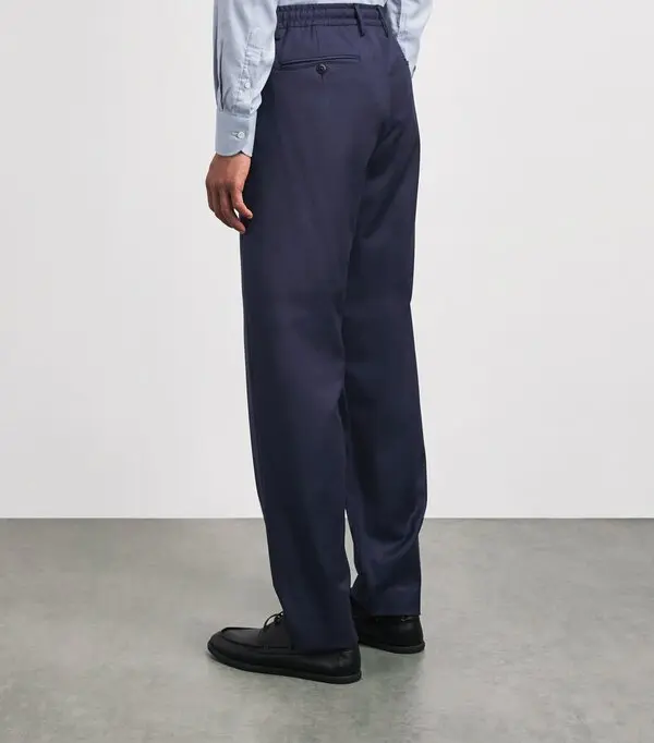 Canali Stretch-wool Drawstring Straight Trousers