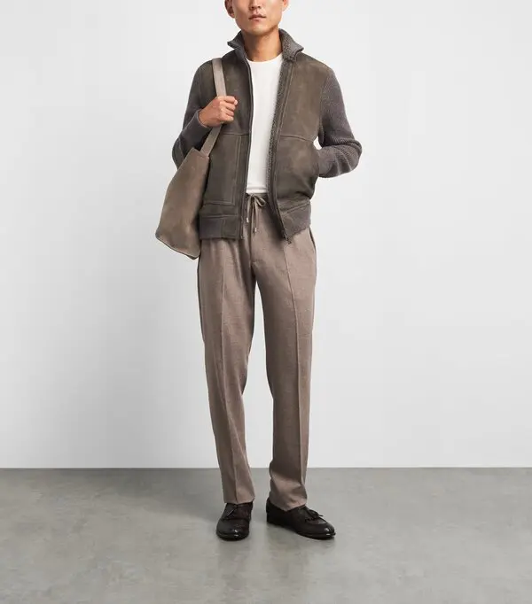 FIORONI CASHMERE Suede-wool Bomber Jacket
