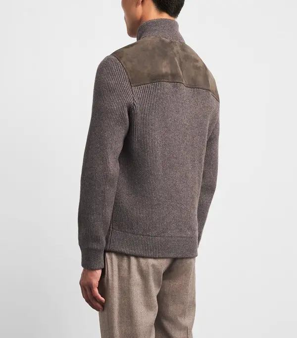 FIORONI CASHMERE Suede-wool Bomber Jacket