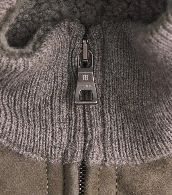 FIORONI CASHMERE Suede-wool Bomber Jacket