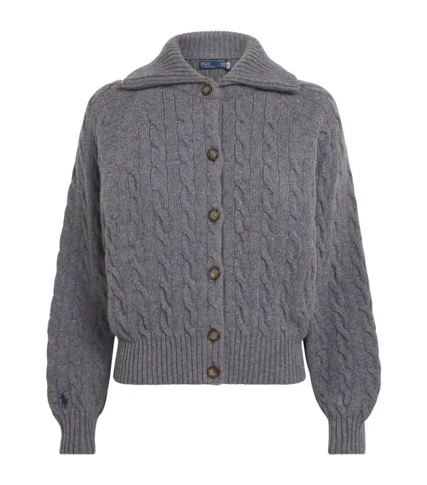 Polo Ralph Lauren Wool-cashmere Cable-knit Cardigan - Grey