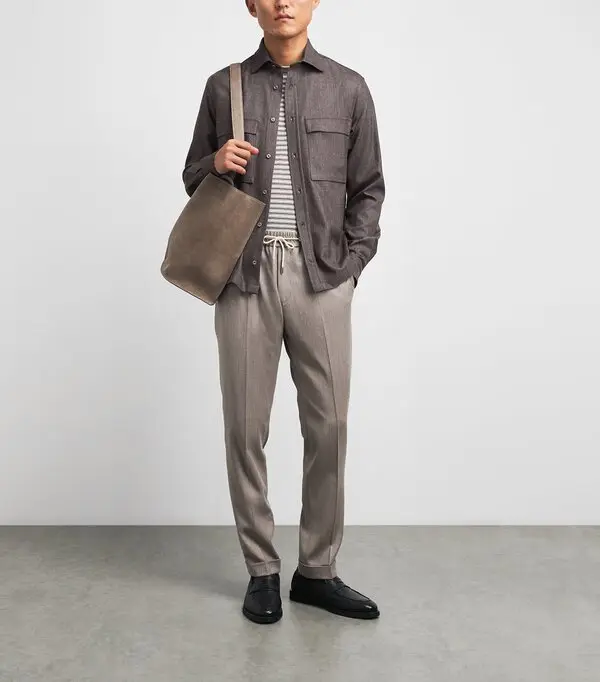 Paul & Shark Wool-silk-linen-blend Overshirt - Grey
