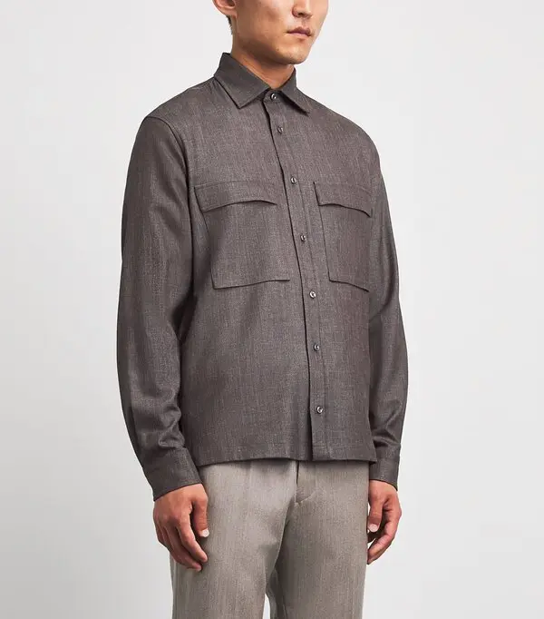 Paul & Shark Wool-silk-linen-blend Overshirt - Grey