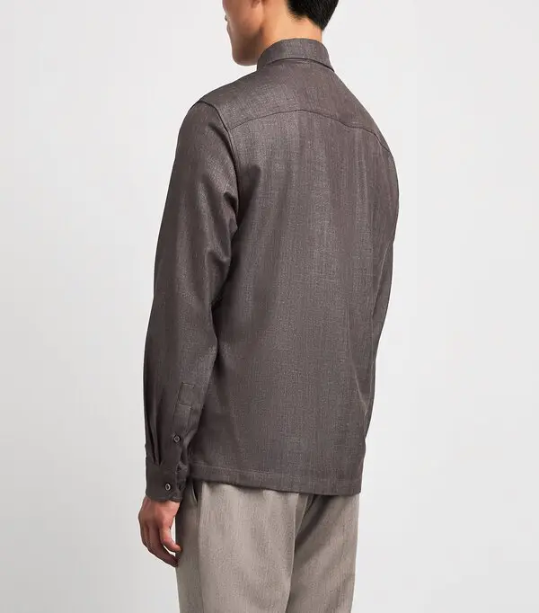 Paul & Shark Wool-silk-linen-blend Overshirt - Grey