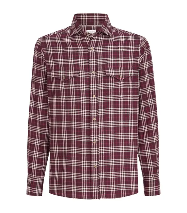 Brunello Cucinelli Flannel Check Western Shirt