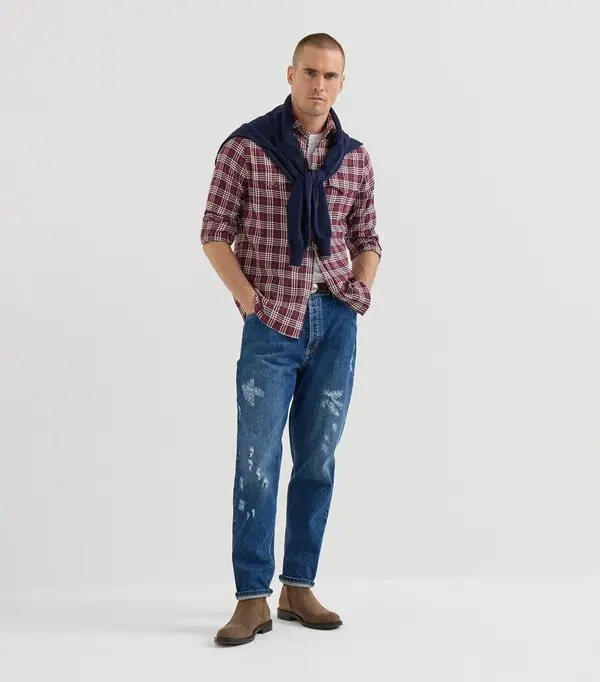 Brunello Cucinelli Flannel Check Western Shirt