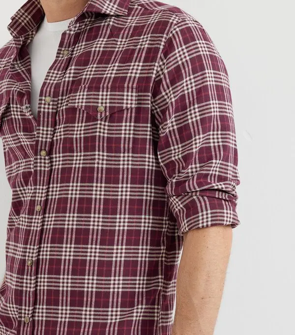 Brunello Cucinelli Flannel Check Western Shirt