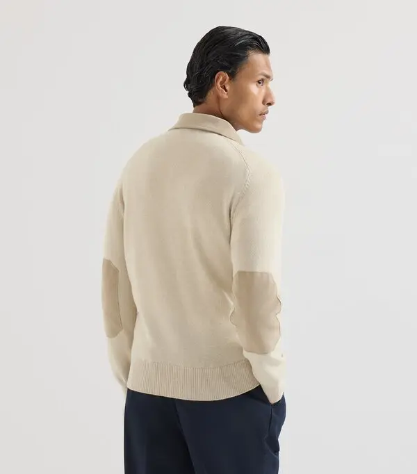 Brunello Cucinelli Cashmere Suede-collar Polo Sweater