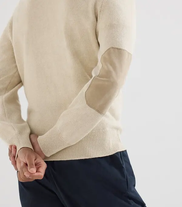 Brunello Cucinelli Cashmere Suede-collar Polo Sweater