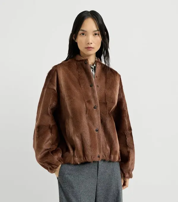 Brunello Cucinelli Cashmere Shearling Bomber Jacket