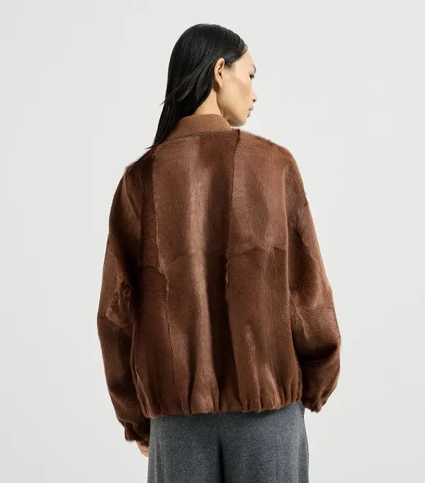 Brunello Cucinelli Cashmere Shearling Bomber Jacket