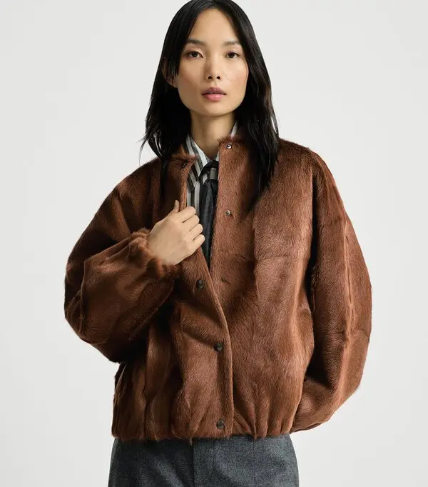 Brunello Cucinelli Cashmere Shearling Bomber Jacket