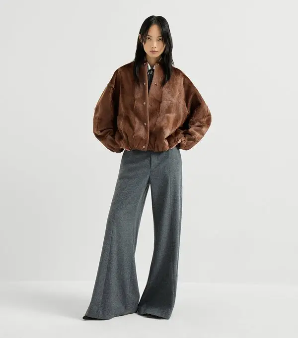Brunello Cucinelli Cashmere Shearling Bomber Jacket