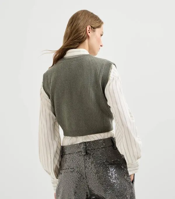 Brunello Cucinelli Cashmere Rib-knit Cropped Sweater Vest