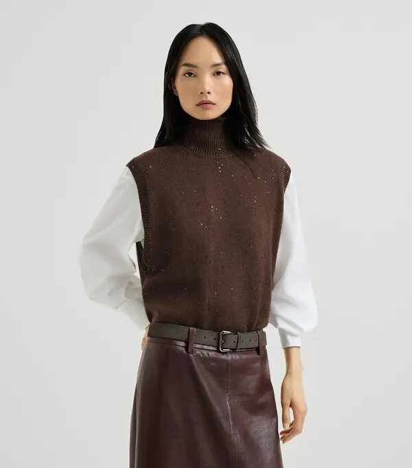 Brunello Cucinelli Cashmere-silk Embellished Sweater Vest