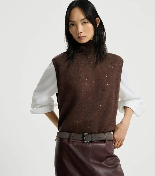 Brunello Cucinelli Cashmere-silk Embellished Sweater Vest