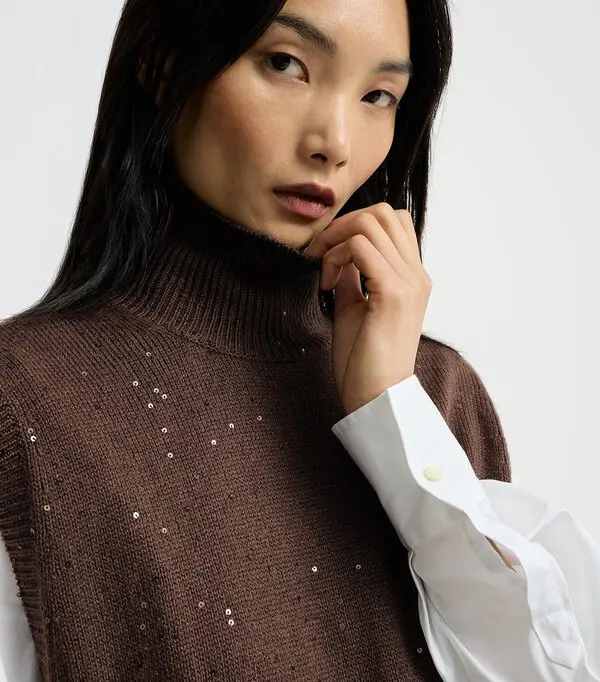 Brunello Cucinelli Cashmere-silk Embellished Sweater Vest