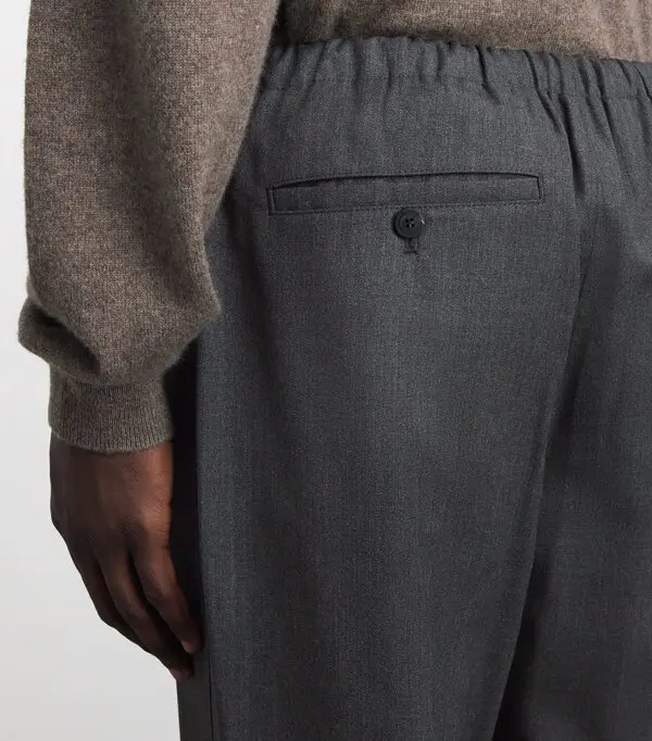 LE17SEPTEMBRE Wool-blend Drawstring Trousers - Grey