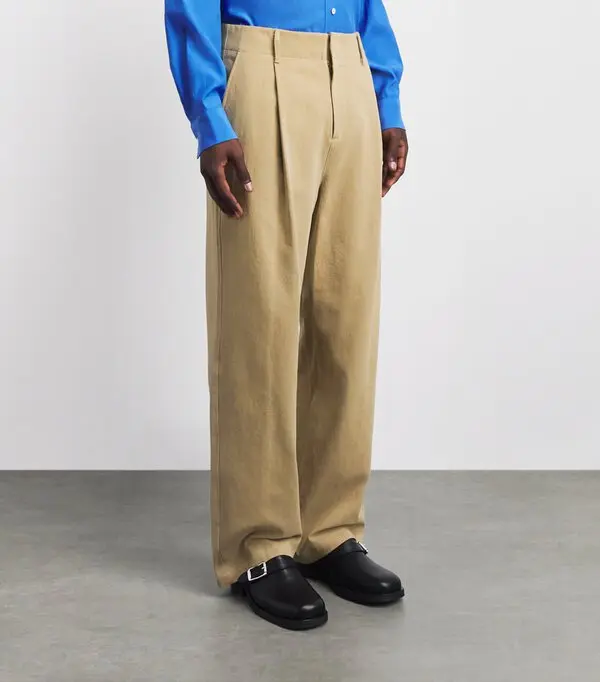 LE17SEPTEMBRE Cotton Twill Pleated Trousers