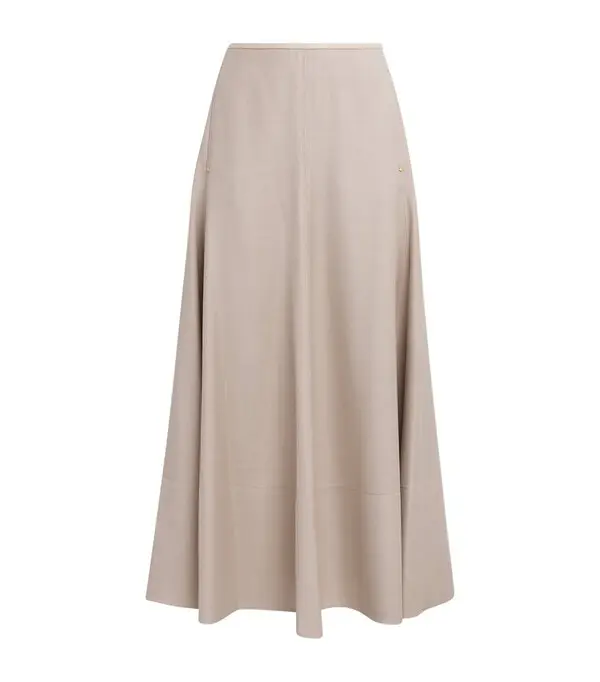 Agnona Satin-trim A-line Midi Skirt