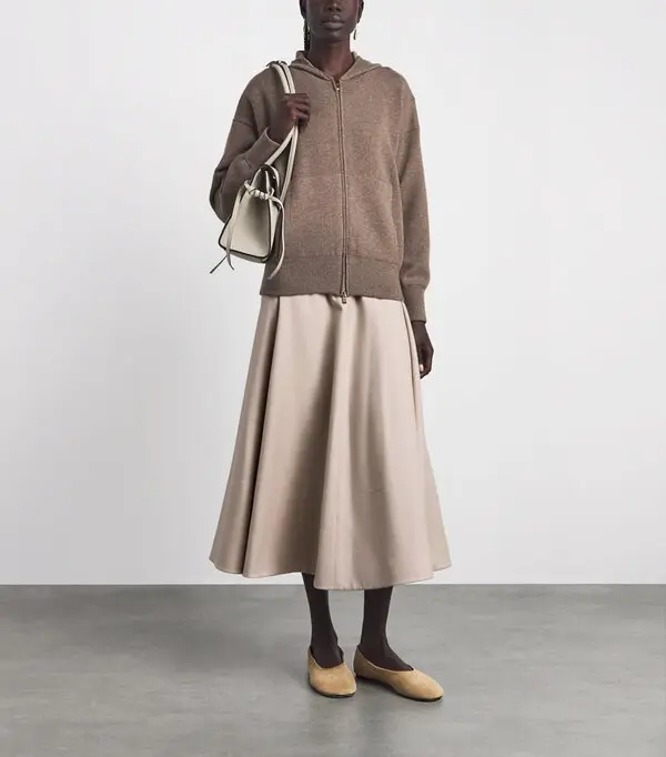 Agnona Satin-trim A-line Midi Skirt