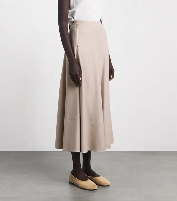 Agnona Satin-trim A-line Midi Skirt