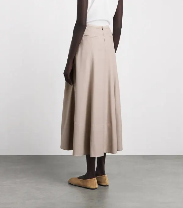 Agnona Satin-trim A-line Midi Skirt