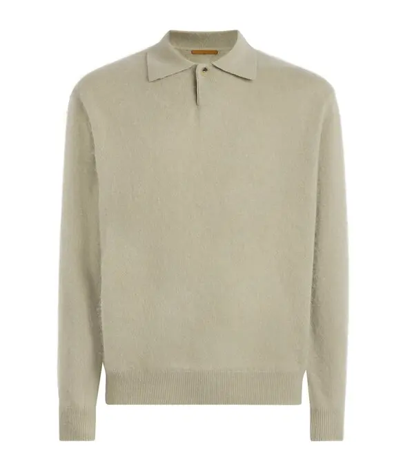 LE17SEPTEMBRE Wool-cashmere Brushed Polo Sweater - Green