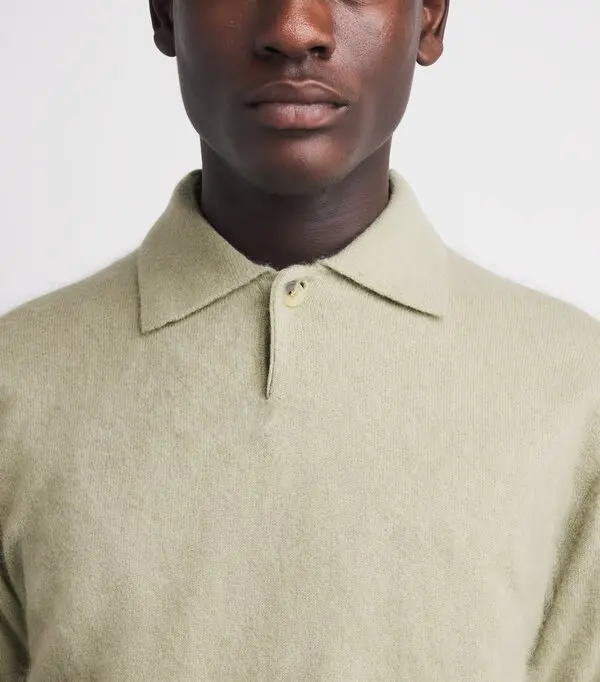 LE17SEPTEMBRE Wool-cashmere Brushed Polo Sweater - Green