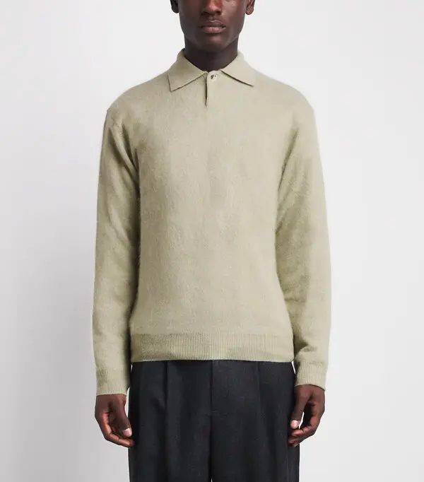 LE17SEPTEMBRE Wool-cashmere Brushed Polo Sweater - Green