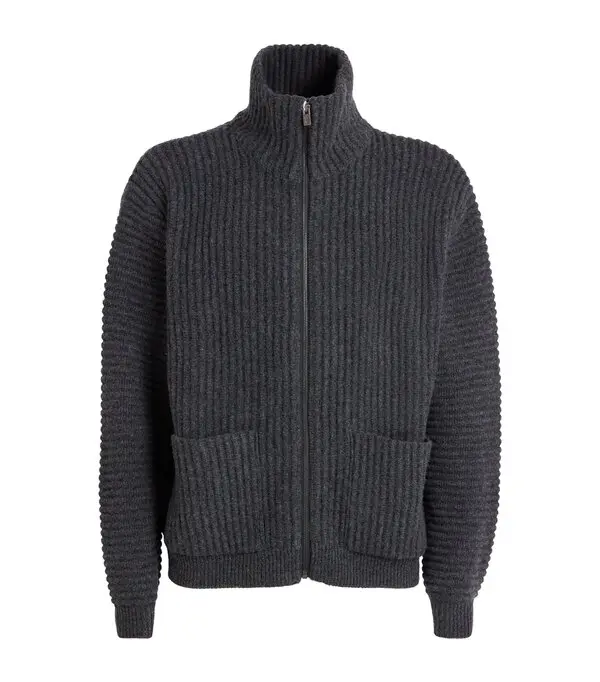 LE17SEPTEMBRE Merino Wool-blend Ribbed High-neck Cardigan