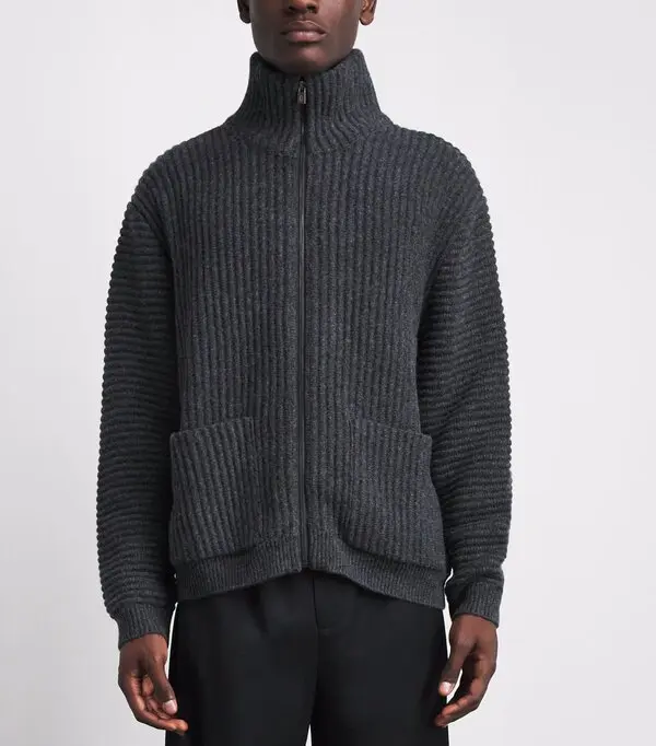 LE17SEPTEMBRE Merino Wool-blend Ribbed High-neck Cardigan