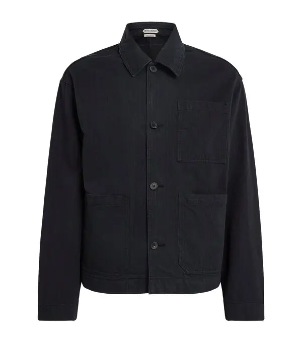 JW Anderson Oversized Cotton Herringbone Shirt - Black