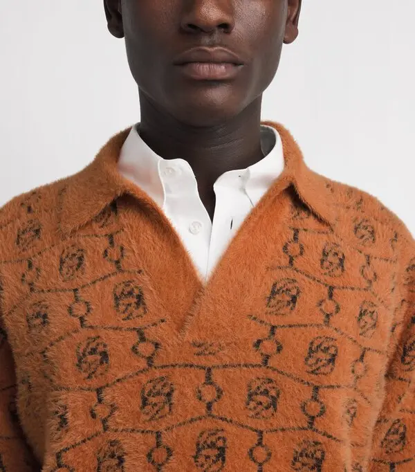 Drole De Monsieur Monogram Jacquard Polo Sweater