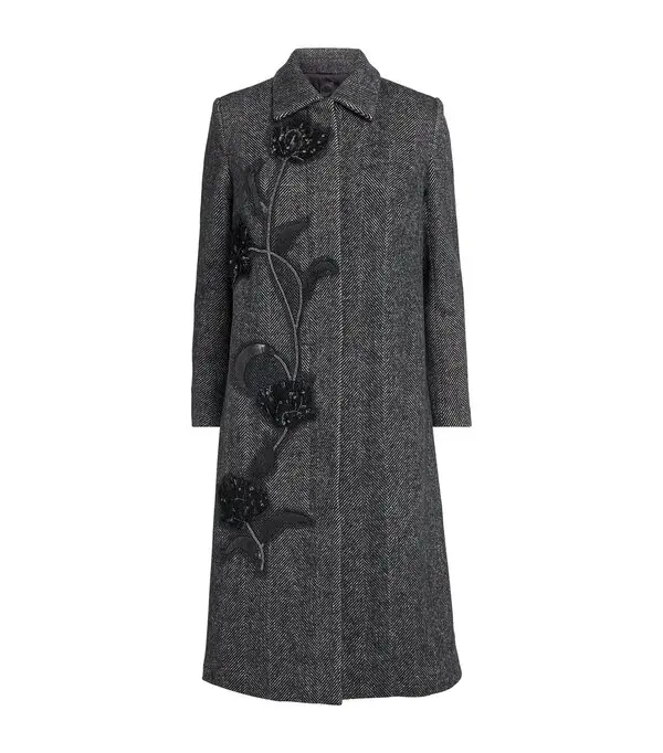 Huishan Zhang Floral Appliqué Giana Coat