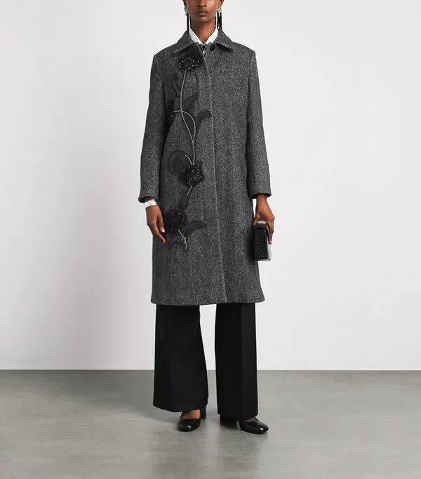 Huishan Zhang Floral Appliqué Giana Coat