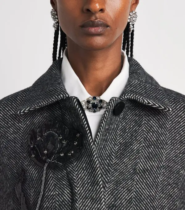 Huishan Zhang Floral Appliqué Giana Coat
