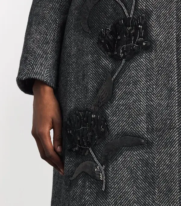 Huishan Zhang Floral Appliqué Giana Coat