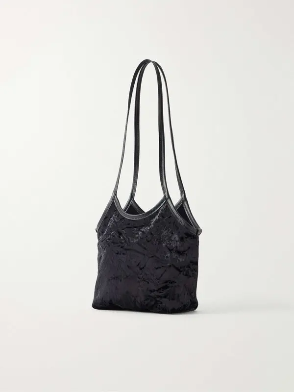 VALESQUE Cami Small Leather-trimmed Velvet Shoulder Bag