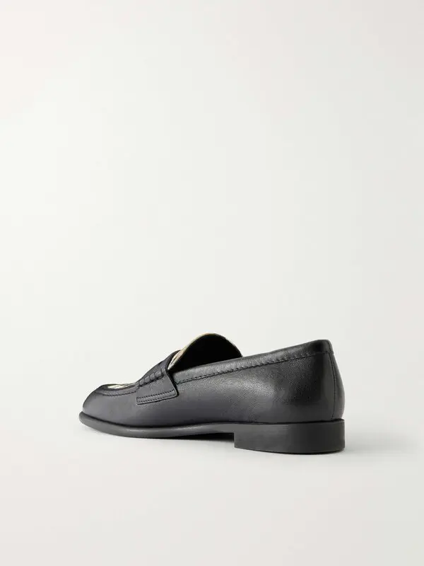 Burberry Opal Check-trimmed Leather Penny Loafer