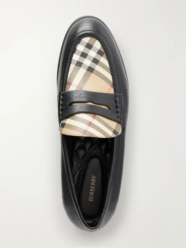 Burberry Opal Check-trimmed Leather Penny Loafer