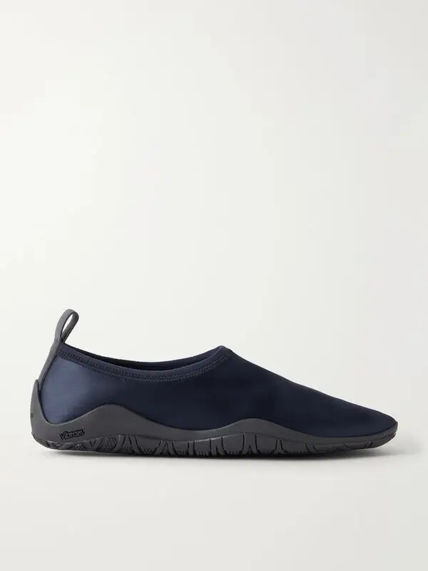 JIL SANDER Elbe Rubber-trimmed Satin Flats - Blue
