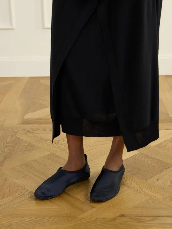 JIL SANDER Elbe Rubber-trimmed Satin Flats - Blue