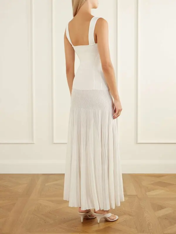 Galvan Aurelia Ribbed Woven Gown - White