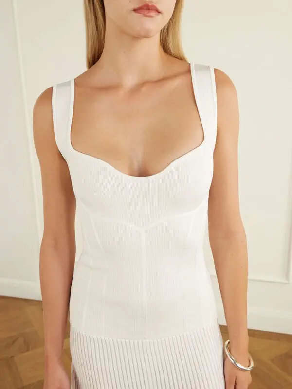 Galvan Aurelia Ribbed Woven Gown - White