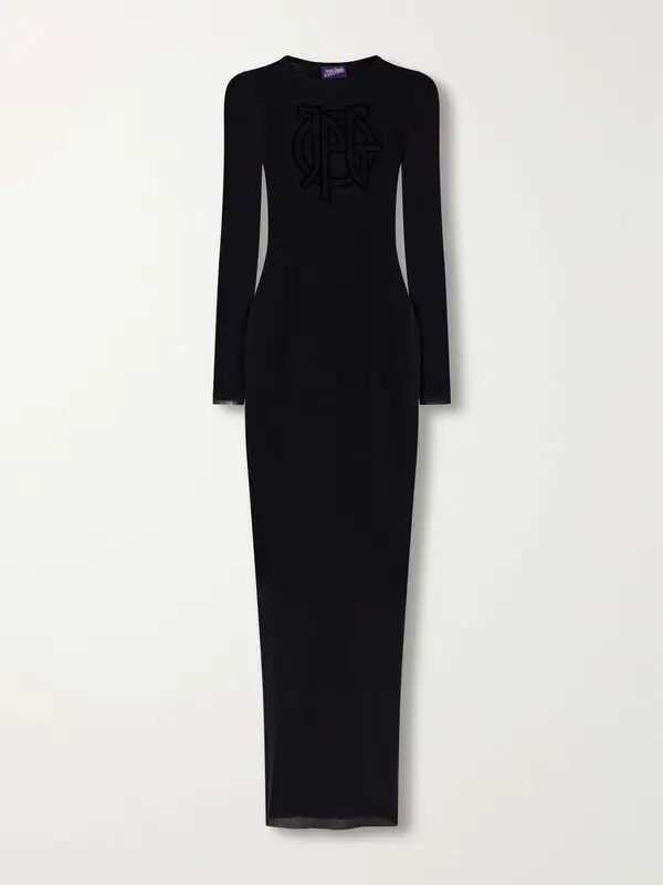 JEAN PAUL GAULTIER Logo Embellished Mesh Maxi Dress