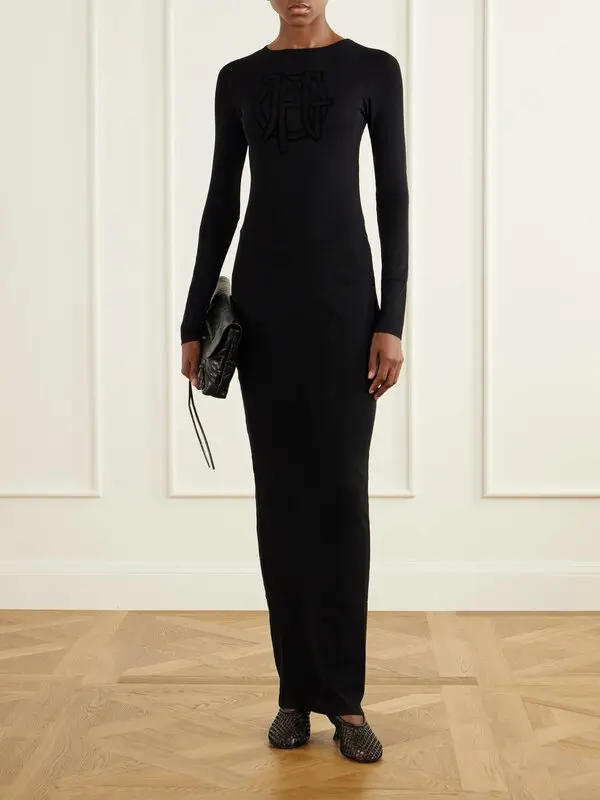 JEAN PAUL GAULTIER Logo Embellished Mesh Maxi Dress